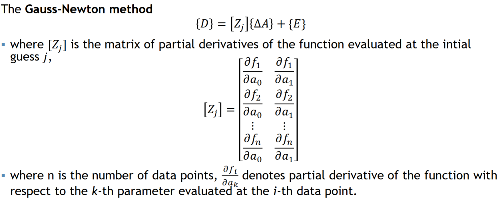 The optimization set: Gauss-Newton method - ToothlessOS Log